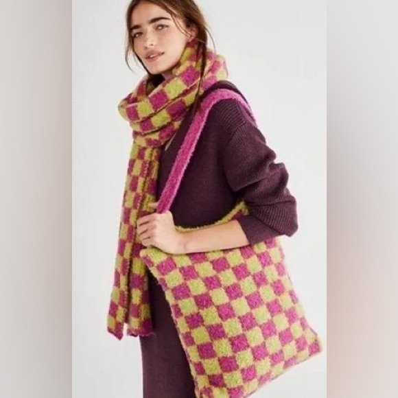 Free People | Bags | Free People Checkers Carry On Scarf And Tote Bag ...